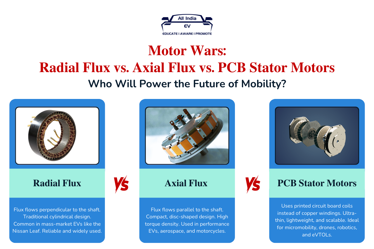 Motor Wars: Radial, Axial, or PCB Stator for EV Future?